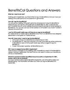 CIT 0157-21 BenefitsCal Questions and Answers.REVISED – The home of CalSAWS