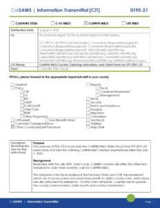 CIT 0195-21 CalWIN MO County Claiming Instructions and Claim Form for ...