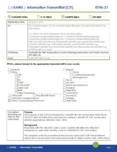 CIT 0196-21 CalSAWS SB 1341 Automation Claiming Instructions and Claim ...