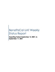 BenefitsCal UAT Weekly Status Report_09192021 – The home of CalSAWS