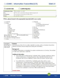 CIT 0360-21 CalSAWS – Scheduled Maintenance – System Outage_Redacted ...