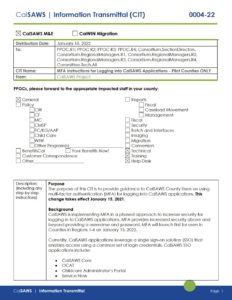 CIT 0004-22 MFA Instructions for Logging into CalSAWS Applications ...