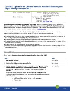 CalSAWS Project Steering Committee Meeting Agenda 06-30-2022 FINAL ...