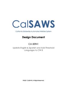 Design Documents Summary 07-07-2022 – The home of CalSAWS