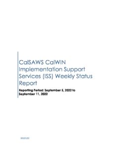 06 – CalSAWS CalWIN IMP Weekly Status Report_2022-09-11 – The home of ...