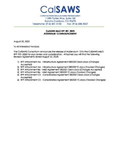 CalSAWS M&O RFP 01-2022 082223 Addendum 13 Announcement – The home of ...