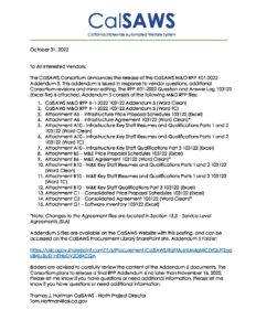 CalSAWS M&O RFP 01-2022 Addendum 5 Summary 10312022 – The home of CalSAWS