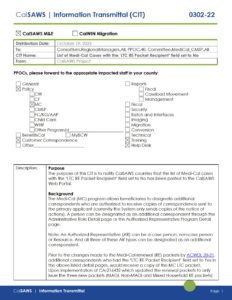 CIT 0302-22 List of Medi-Cal Cases with ‘LTC RE Packet Recipient’ field ...