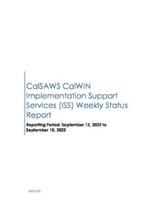 CalSAWS CalWIN IMP Weekly Status Report_2022-09-18 – The home of CalSAWS