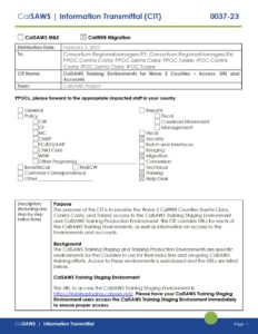 CIT 0037-23 CalSAWS Access to Training Environments for Wave 2 Counties ...