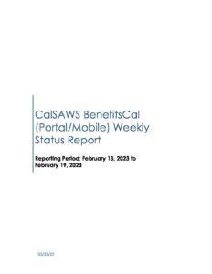 02_CalSAWS BenefitsCal Weekly Status Report_021223 – The home of CalSAWS