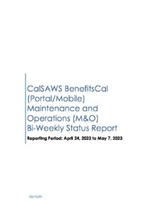 02_CalSAWS BenefitsCal M&O Bi-Weekly Report_050723 – The home of CalSAWS