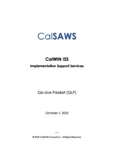 CIT 0290-23 01. CalSAWS Go-Live Packet – The home of CalSAWS