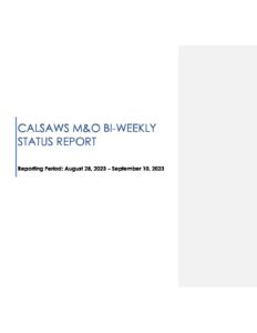 01_CalSAWS M&O Bi-Weekly Status Report 20230828 – 20230910 – FINAL ...