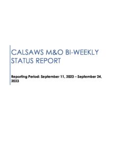 01_CalSAWS M&O Bi-Weekly Status Report 20230911 – 20230924 – FINAL ...