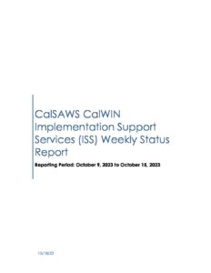 03_CalSAWS CalWIN IMP Weekly Status Report_2023-10-15 – The home of CalSAWS
