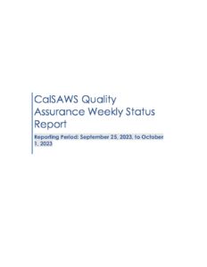 06_CalSAWS QA Weekly Status Report 09252023 – 10012023 – The home of ...