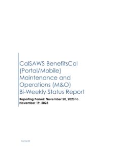 02_CalSAWS BenefitsCal M&O Bi-Weekly Report_12032023 – The home of CalSAWS