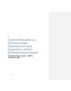 02_CalSAWS BenefitsCal M&O Bi-Weekly Report_01142024 – The home of CalSAWS