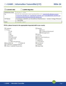 CIT 0006-24 Scheduled CalSAWS and BenefitsCal Maintenance – System ...