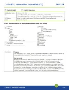 CIT 0031-24 List of CF and or MC Cases With Converted CAPI Income ...