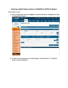Entering a Work Study activity in CalSAWS for WTW 25 Report – The home ...